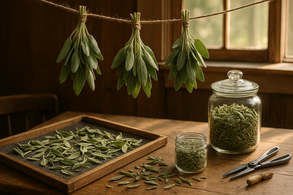 Drying Sage Leaves at Home (Air, Oven, Dehydrator)
